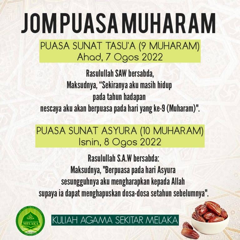 Puasa Muharam Niat And Tarikh Puasa Sunat Hari Asyura Tasua 2022