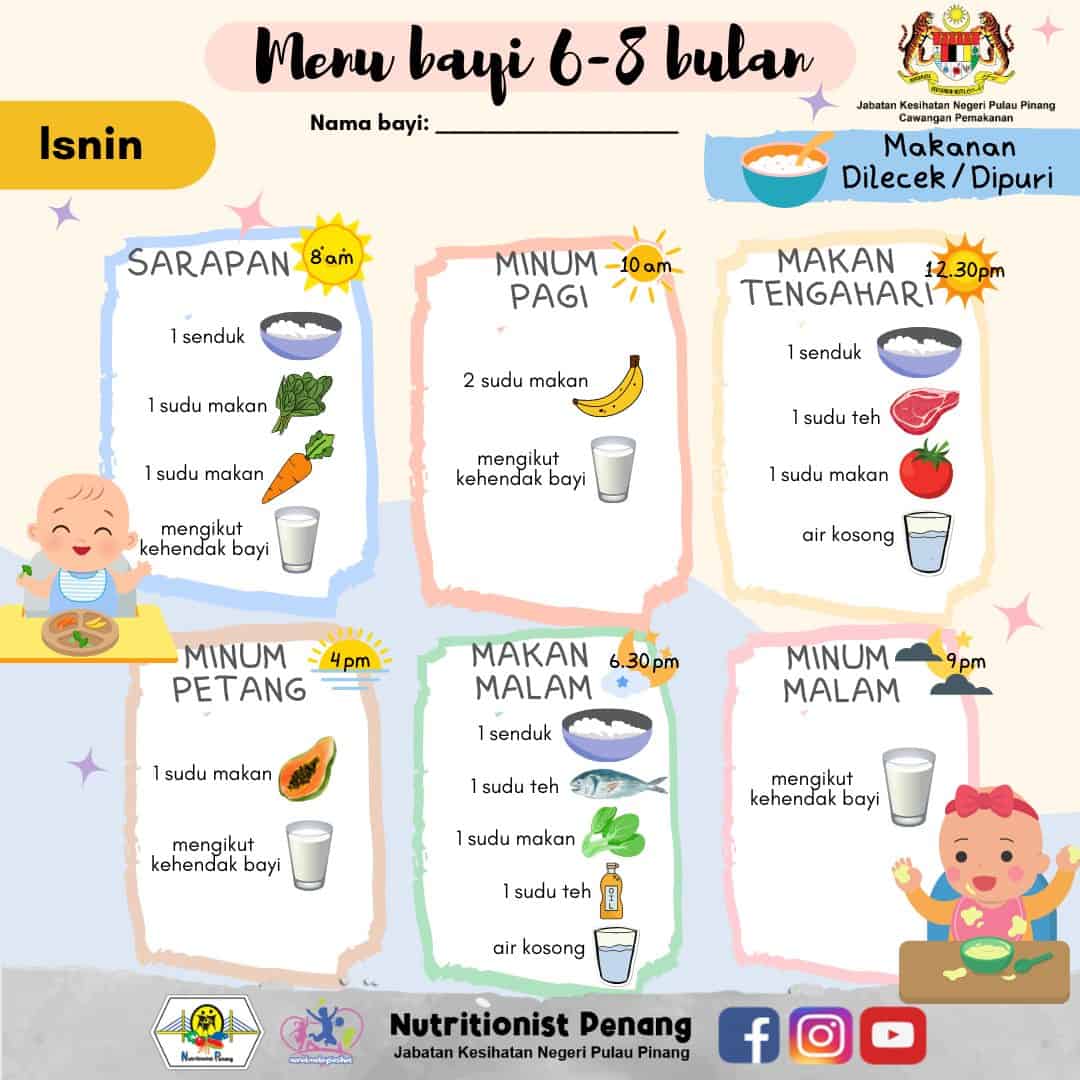 Makanan Bayi 6 Bulan : Contoh Menu & Panduan Penyediaan Makanan Bayi 6 Bulan : Contoh Menu & Panduan Penyediaan