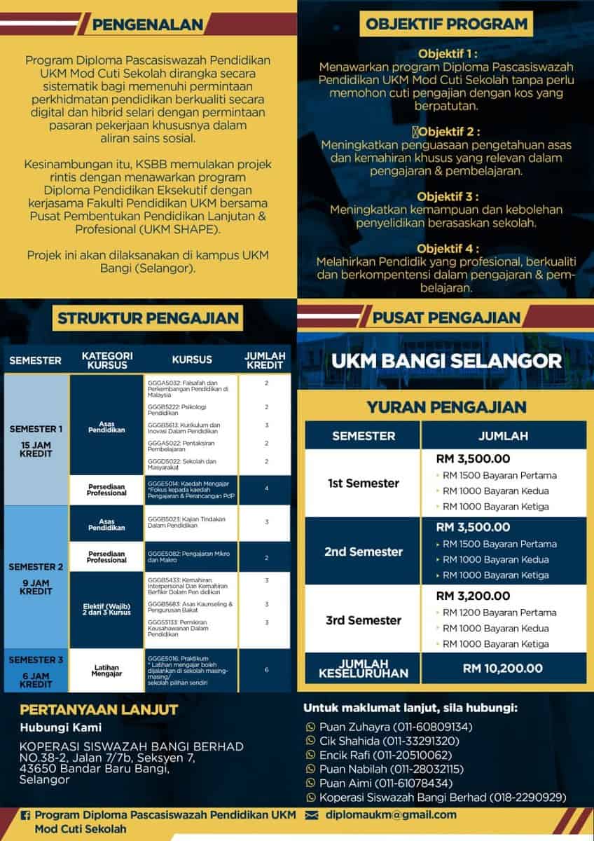 DPP UKM 2026 : Diploma Pendidikan Pascasiswazah UKM [Mac]