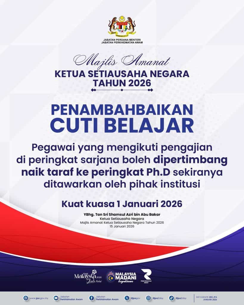 Cuti Belajar Penjawat Awam - Penambahbaikan Baharu Mulai 1 Januari 2026 ...
